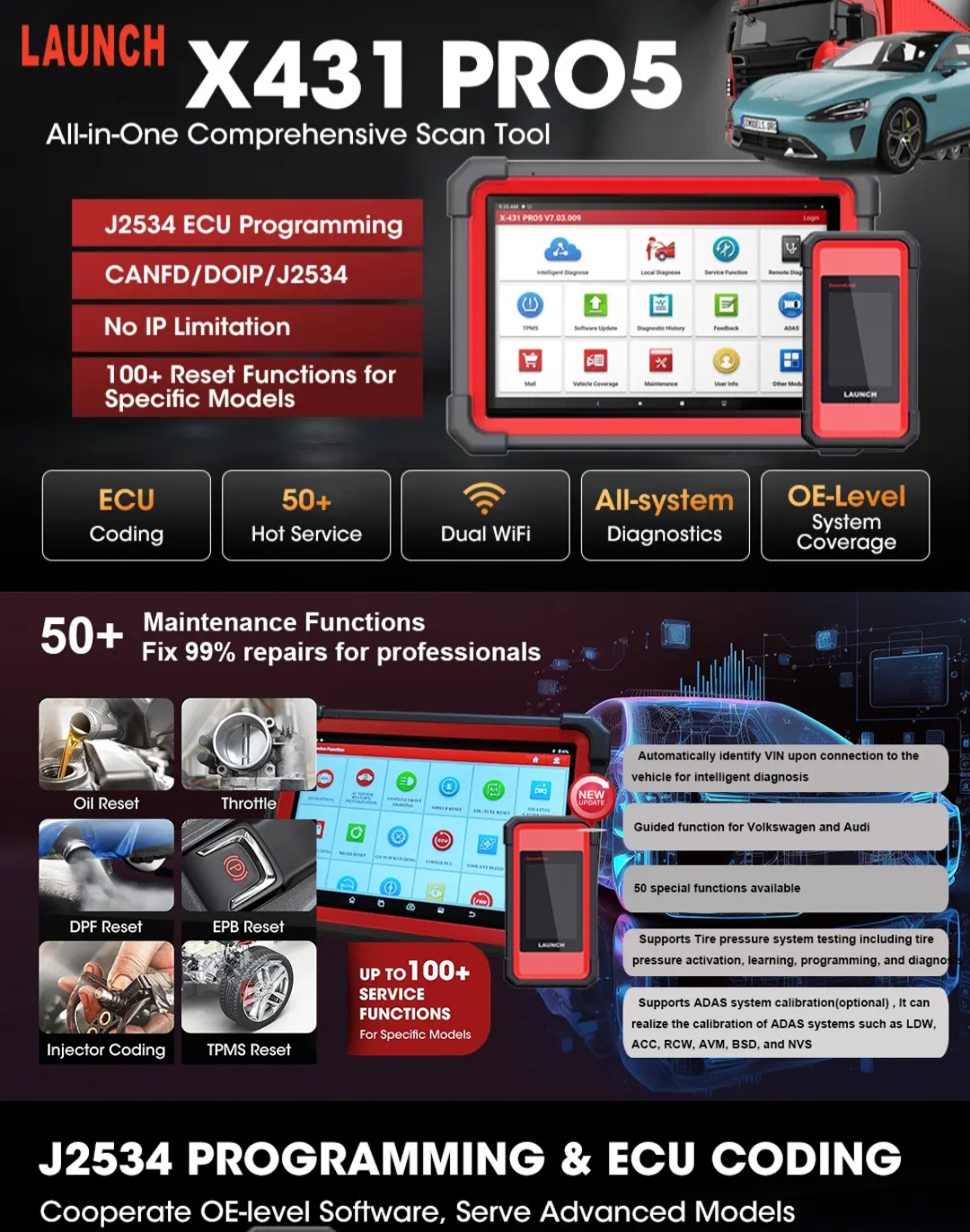 Launch X431 PRO 5 J2534 Smart Box programación Auto OBD2 - Autodiag